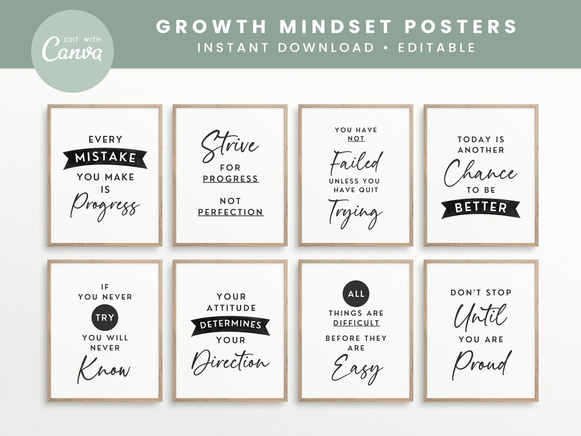 Growth Mindset Editable Classroom Printable Posters Classroom - Etsy