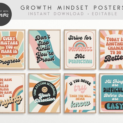 Growth Mindset Editable Classroom Printable Posters Classroom - Etsy