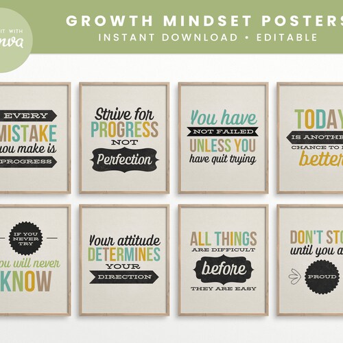 Growth Mindset Editable Classroom Printable Posters Classroom - Etsy