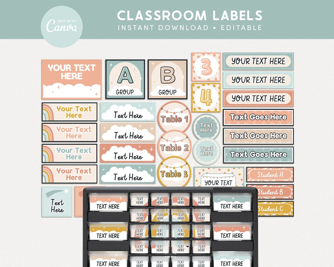 Classroom Labels Editable Templates, Pastel Rainbow Classroom ...