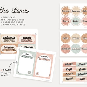Classroom Job Display, Editable Retro Canva Templates, Pastel Groovy ...