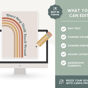 Growth Mindset Editable Classroom Printable Posters, Modern Boho ...