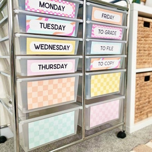 Classroom Rolling Trolley Cart Labels, Editable Teacher Drawer Filing ...