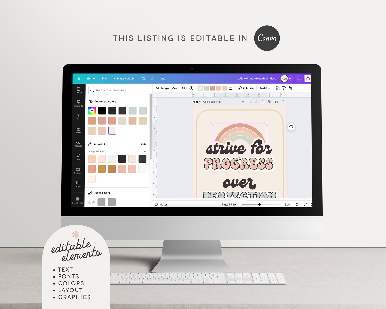 Growth Mindset Editable Classroom Printable Posters, Groovy Retro ...