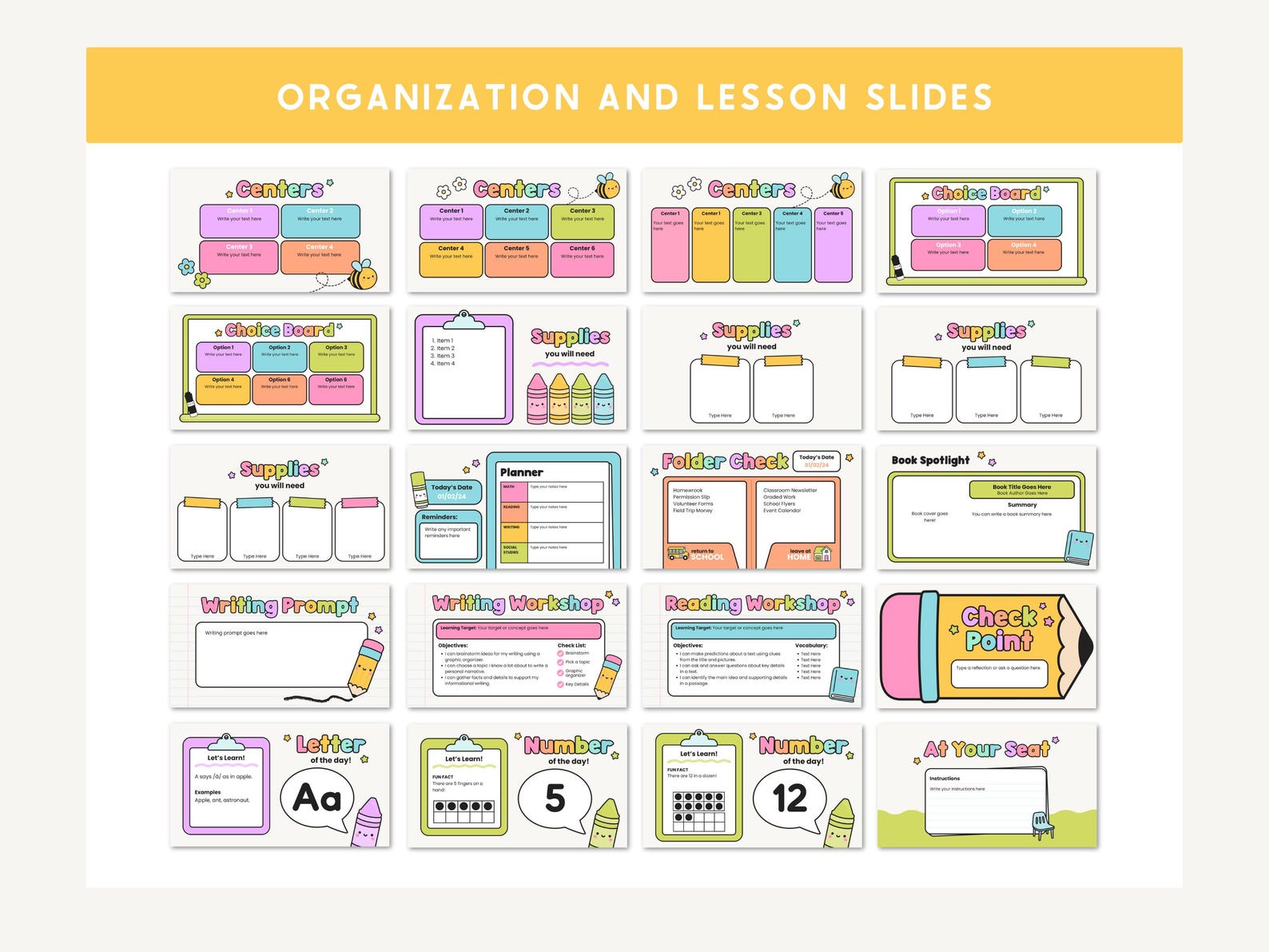 Kinder Brights Classroom Slides | Editable Daily Templates for Canva ...