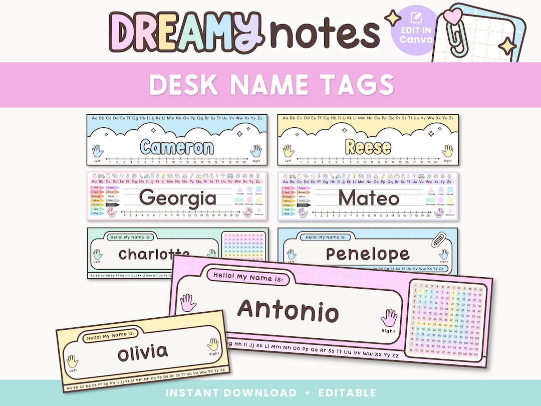 Editable Desk Name Tags for Students | Pastel Printable Name Plates for ...
