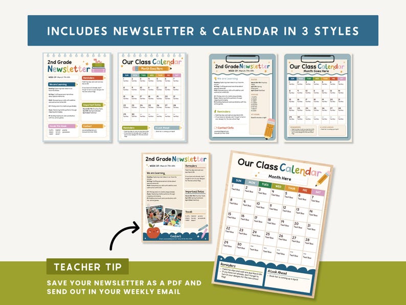 Weekly Editable Classroom Newsletters & Calendars | Parent ...