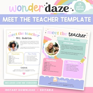 Meet the Teacher Classroom Printable Template, Teacher Introduction ...