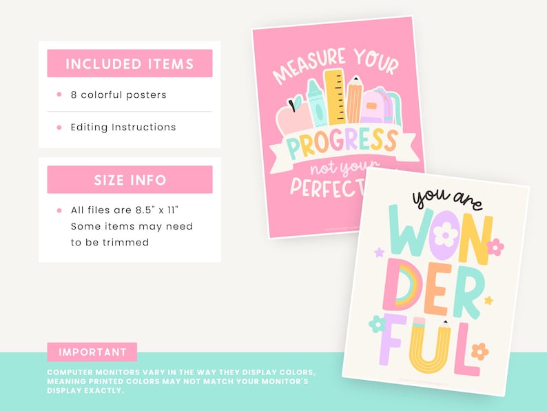 Growth Mindset Editable Classroom Printable Posters, Bright Pastel ...