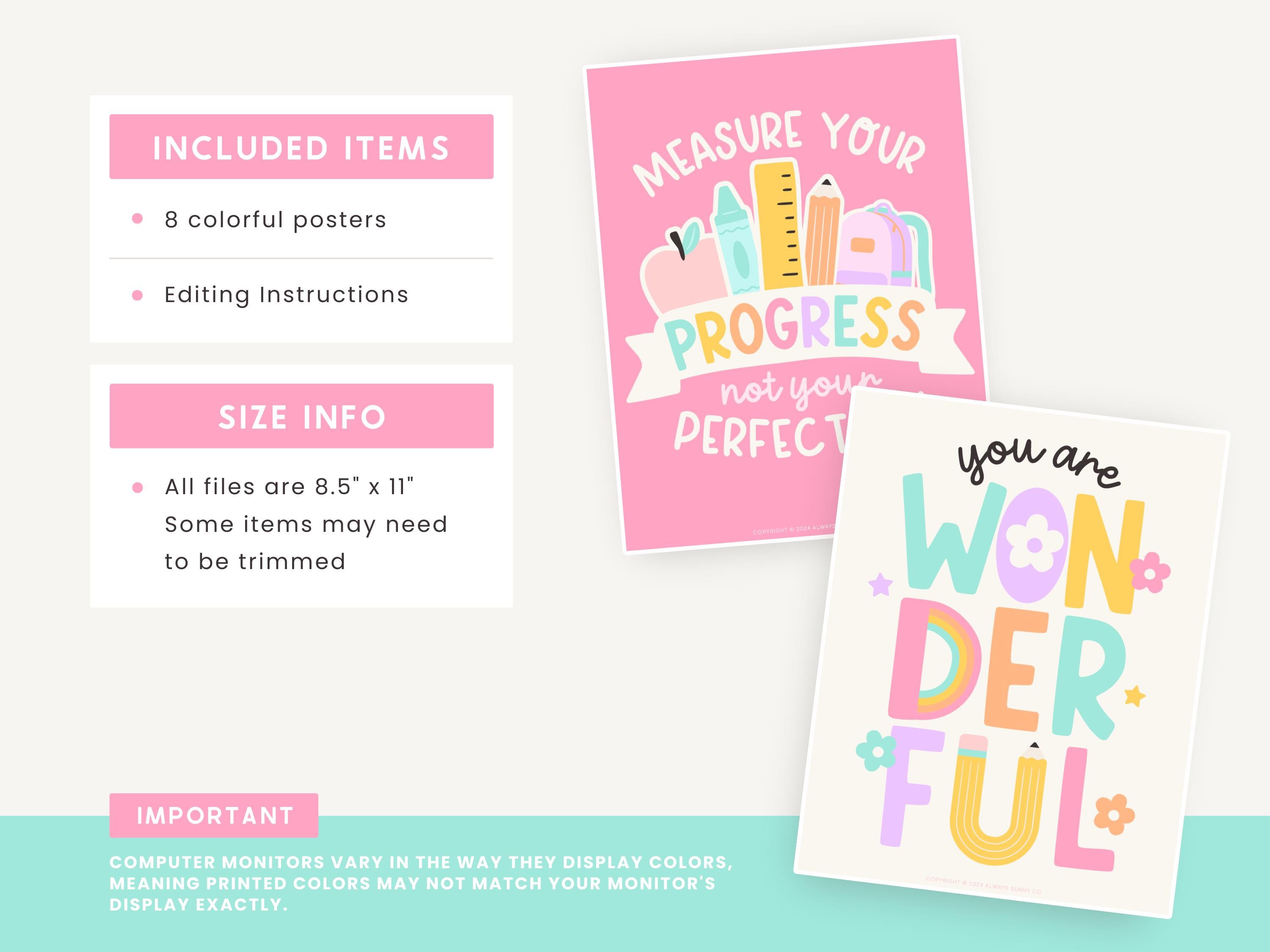 Growth Mindset Editable Classroom Printable Posters, Bright Pastel ...