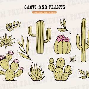 Desert Charm Clip Art Western Svgs, Pngs, EPS, AI Files, Cactus, Cowboy ...