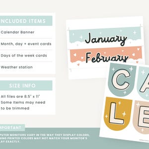 Classroom Calendar Display and Weather Station, Printable Pastel Soft ...