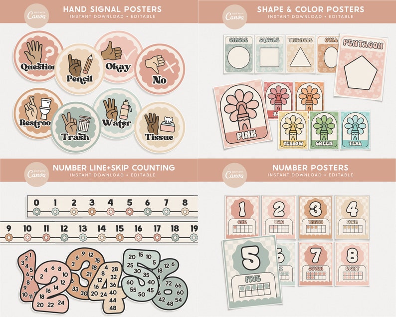 Editable Classroom Retro Pastel Complete Collection Printable Bundle ...