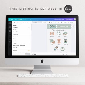 Calming Corner Editable Classroom Printables, Calm Down Skills, Canva ...