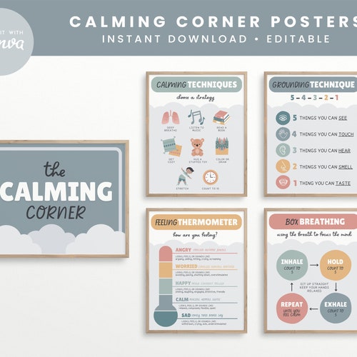 Calming Corner Editable Classroom Printables Calm Down - Etsy