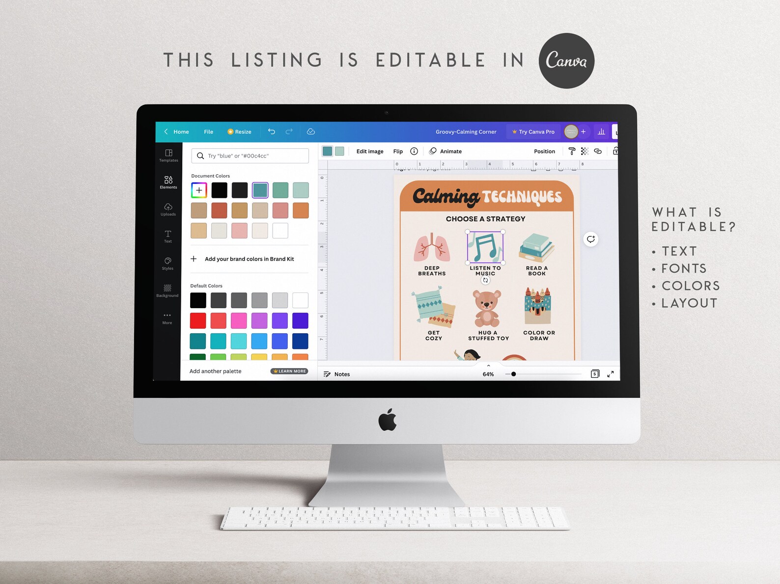 Calming Corner Editable Classroom Printables Calm Down - Etsy