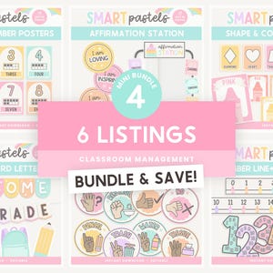 Editable Classroom Visuals Printable Bundle, Bright Pastel Hand Signals ...