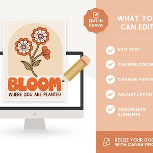 Growth Mindset Editable Classroom Printable Posters, Retro Sunshine ...