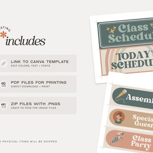 Classroom Schedule, Editable Modern Boho Canva Template, Classroom ...