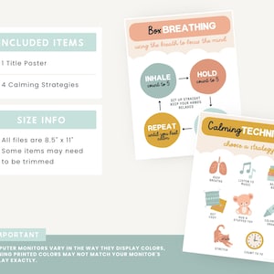 Calming Corner Editable Classroom Printables, Calm Down Skills, Cute ...