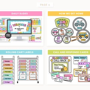 Editable Classroom Kinder Brights Printable Bundle, Canva Templates ...