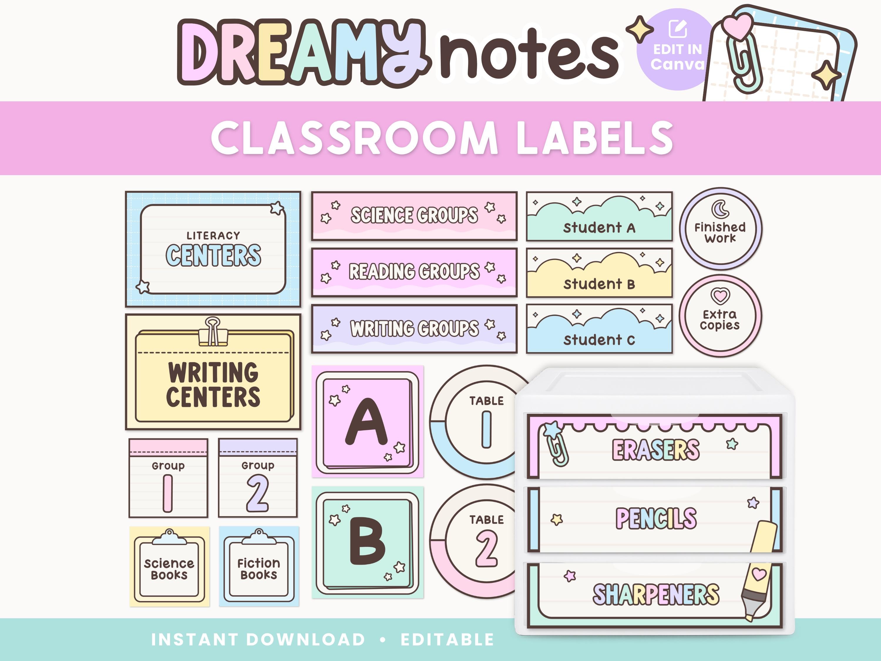 Classroom Labels Editable Templates, Cute Pastels Classroom ...