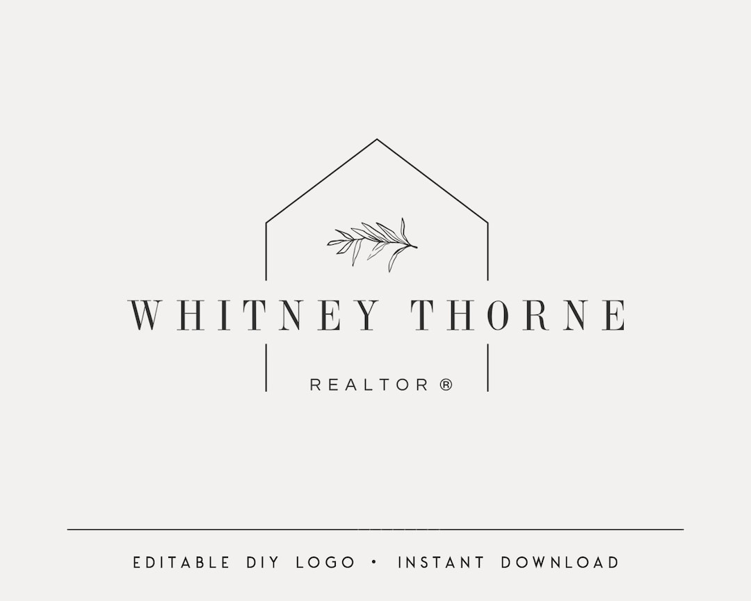 Editable Logo Design, DIY House Logo, Realtor Logo Template, Elegant ...