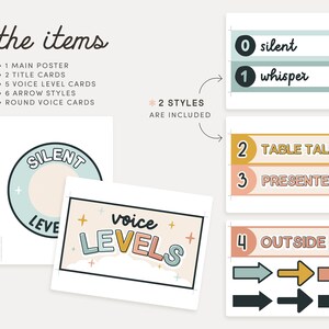 Voice Level Chart Classroom Printable Display, Editable in Canva, Cute ...