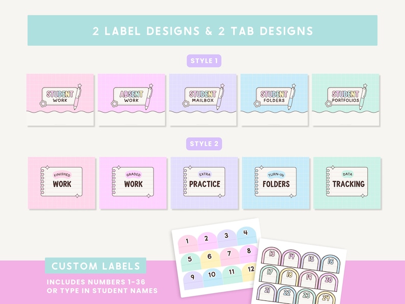 Editable Student Filing Labels | Canva Templates for Classroom ...