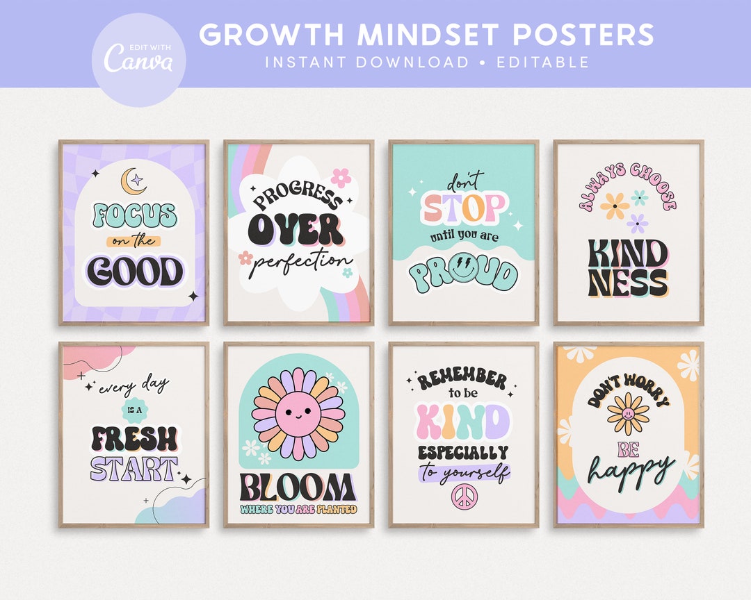 Growth Mindset Editable Classroom Printable Posters Groovy - Etsy