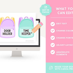 Classroom Job Display, Editable Retro Canva Templates, Bright Pastel ...