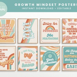 Growth Mindset Editable Classroom Printable Posters Groovy - Etsy