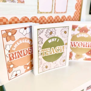 Classroom Binder Covers and Spines, Editable Groovy Retro Teacher ...