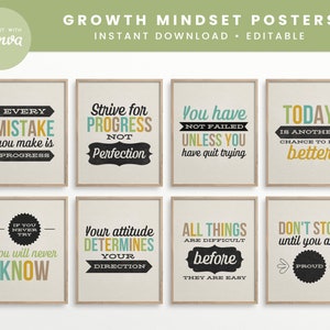 Editable Growth Mindset Classroom Printable Posters, Canva Classroom ...