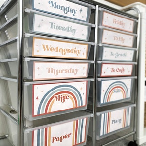 Classroom Rolling Trolley Cart Labels, Editable Teacher Drawer Filing ...