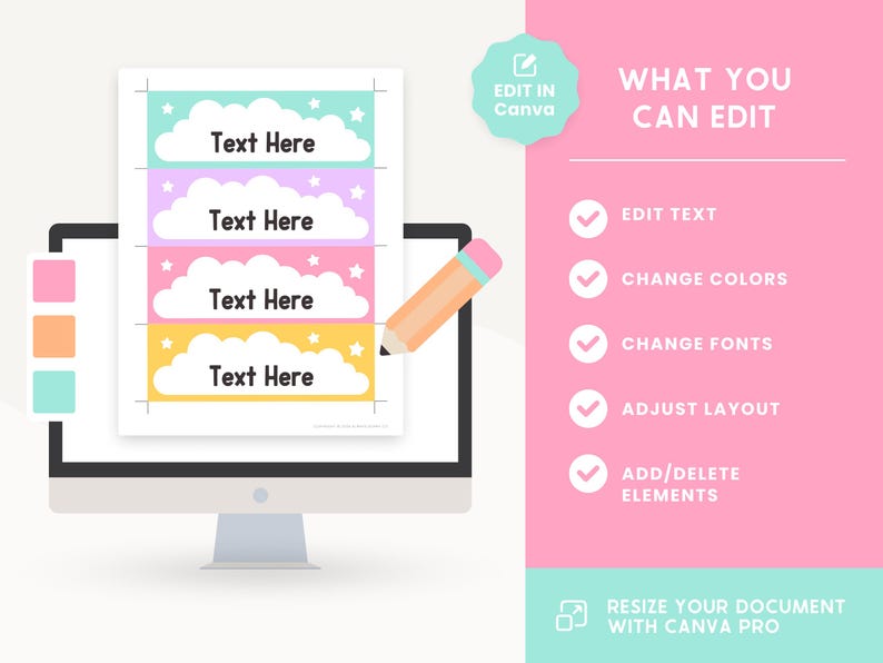 Classroom Labels Editable Templates, Bright Pastels Classroom ...