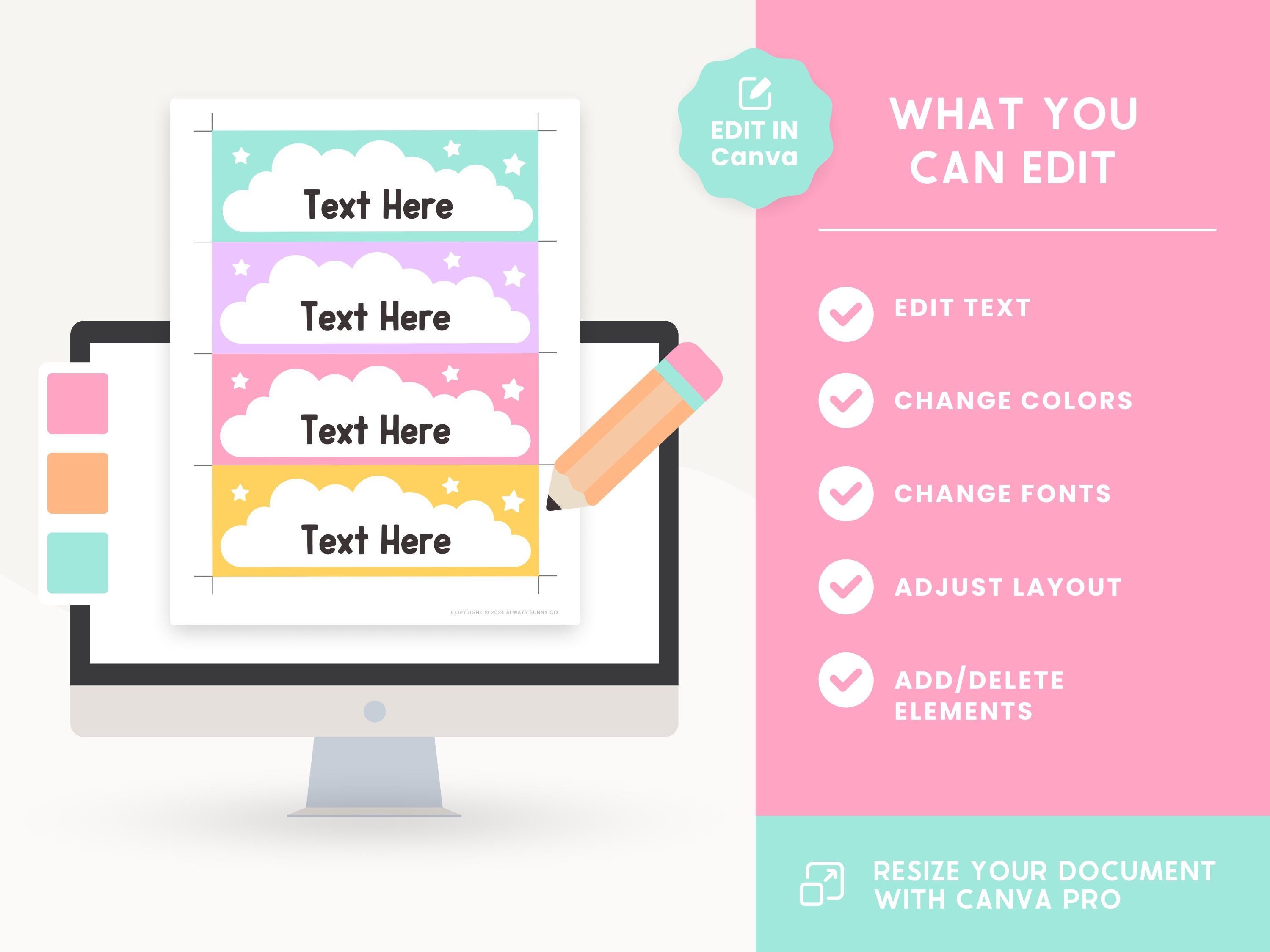 Classroom Labels Editable Templates, Bright Pastels Classroom ...