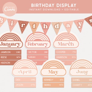 Editable Classroom Decor Rosy Boho Bundle, Pink Printable Canva ...