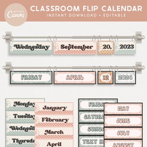 Editable Classroom Organization Pastel Retro Bundle, Printable Canva ...