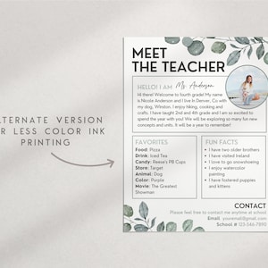 Meet the Teacher Classroom Printable Template, Teacher Introduction ...