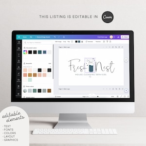 Editable Canva Cleaning Logo Designs, DIY Cleaning Service Logo, Round ...