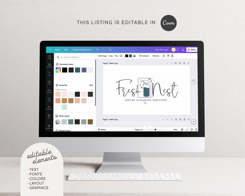 Editable Canva Cleaning Logo Designs, DIY Cleaning Service Logo, Round ...