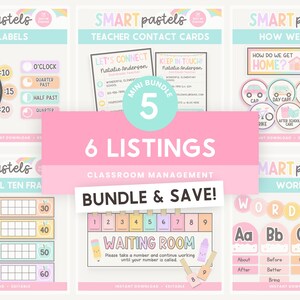 Editable Classroom Connections Printable Bundle, Bright Pastel Word ...