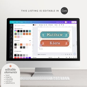 Student Desk Name Labels, Editable Classroom Printables, Student Name ...