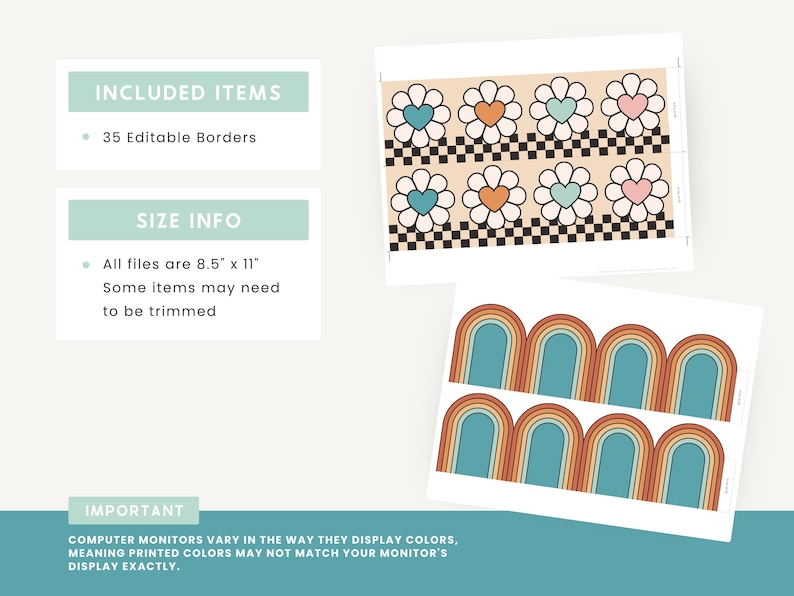 Classroom Bulletin Board Borders, Editable Canva Templates, Groovy ...