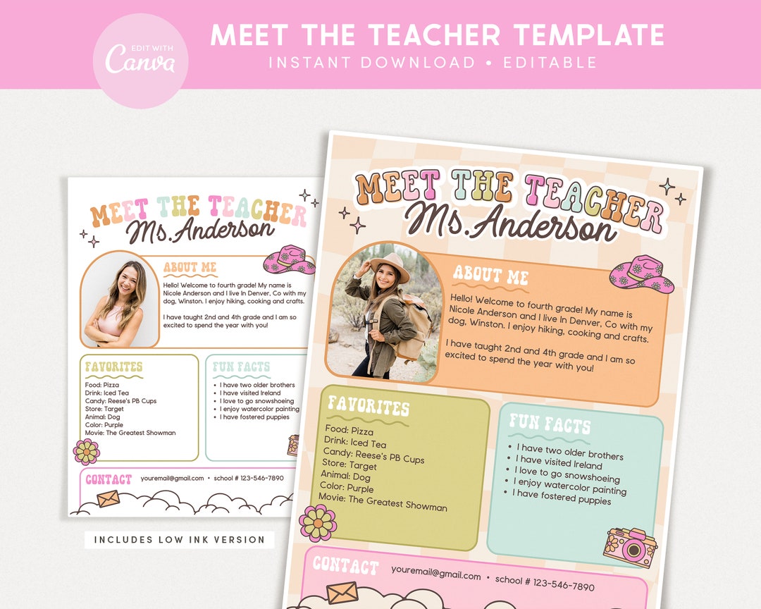 Meet the Teacher Classroom Printable Template, Teacher Introduction ...