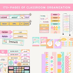 Editable Classroom Organization Printable Bundle, Bright Pastel ...
