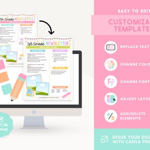Classroom Newsletter Editable Templates, Back to School, Calendar ...