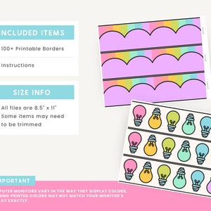 Classroom Bulletin Board Borders, Editable Canva Templates, Bright ...