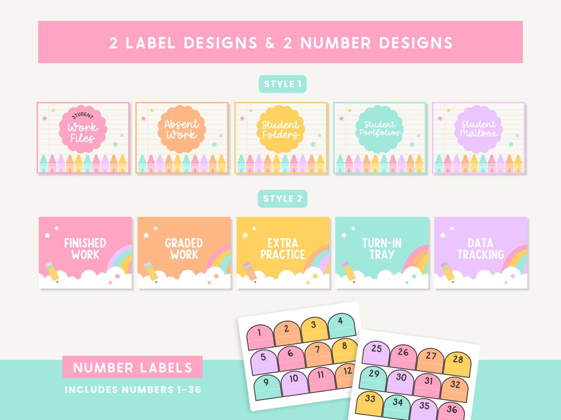 Editable Student Filing Labels | Canva Templates for Classroom ...